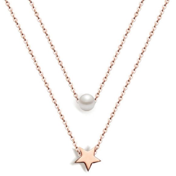 Liloo Signature | Jewelry | 8k Gold Plated Double Chain Sar And Pearl ...